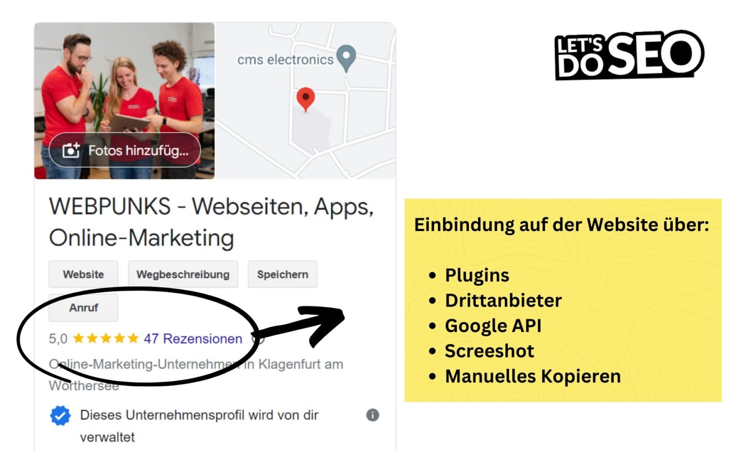 Google Bewertungen auf Website einbinden: So geht's! - Let's do SEO